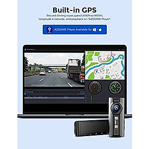 AZDOME M550 Dash Cam 3 Channel, Built in WiFi GPS, With 64GB Card, Front Inside Rear 1440P+1080P+1080P Car Dashboard Camera Recorder, 4K+1080P Dual, 3.19" IPS, IR Night Vision, Capacitor, Parking Mode