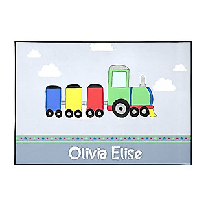 Transport Vehical Train Personalized Polyester Fiber Non-Slip Home Decor Carpets,Custom Area Rug Carpet Floor Mat for Bedroom Living Room Home Playroom Size 5.2'x7.5'