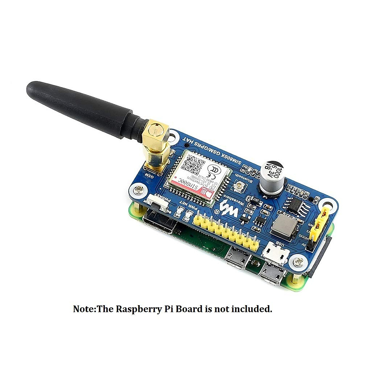 Waveshare GSM/GPRS/Bluetooth 3.0 HAT for Raspberry Pi 2B/3B/3B+/Zero/Zero W Based on SIM800C Support SMS Data Transfer ect