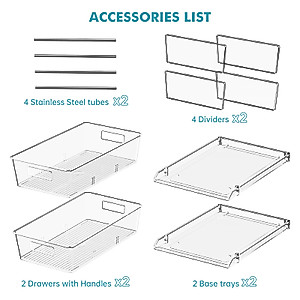 World-in-one 2 Tier Bathroom Storage Organizer, Clear Under Sink Organizers Vanity Counter Storage Container, Pantry Cabinet Drawers Bins, Pull-Out Organization, 1Pack, Transparent, TM 01