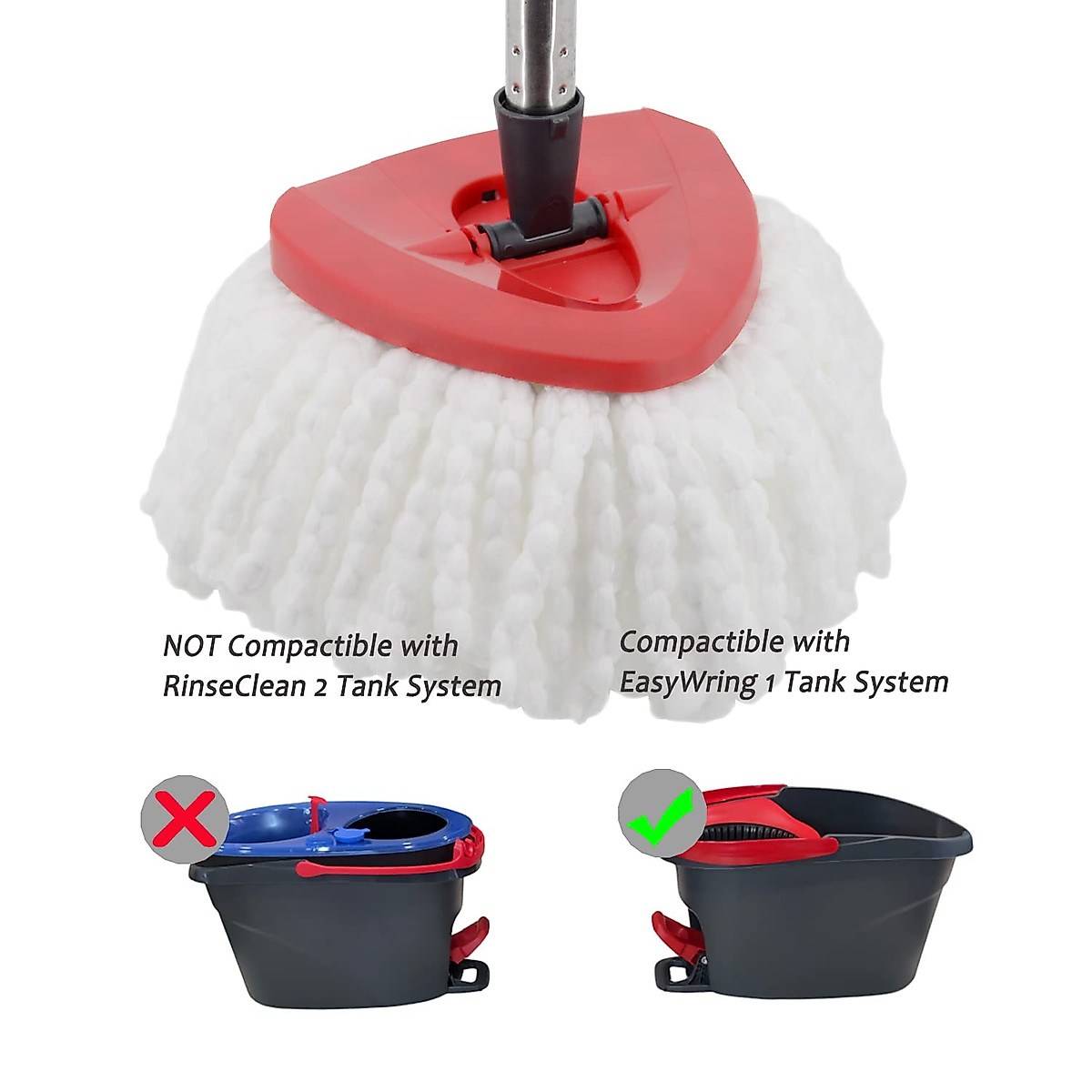 4 Pack Spin Mop Replacement Heads Microfiber Mop Refills Replace Heads Safe for All Hard-surfaced Floors Includes 2 Extra Microfiber Cleaning Cloths