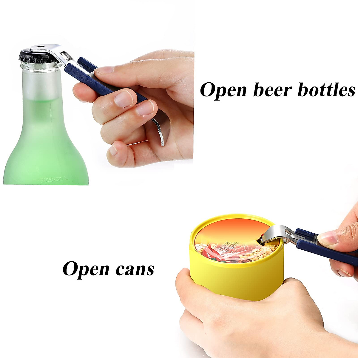 3 Pieces Magnetic Bottle Openers Can Opener Classic Beer Opener Stainless Steel Small Bottle Opener Can Tapper with Magnet & Can Punch Bottle Opener, Manual Stainless Steel Can Opener