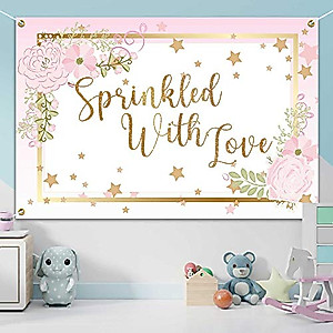PAKBOOM Sprinkled with Love Backdrop Banner - Baby Shower Party Decorations for Boy Girl - 6x4ft