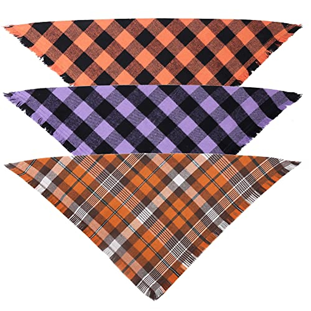 Halloween Thanksgiving Christmas Fall Dog Bandana Autumn Plaid Reversible Triangle Bibs Scarf Accessories for Dogs Pets