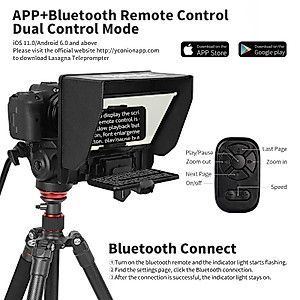 Professional Teleprompter for iPad Smartphone Tablet 11 inches for DSLR Camera w/Remote APP Control, Splitter Glass for Wide Angle Video Recording Vlogging Live Streaming,w/Portable Carry Case