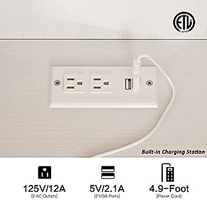 hosote White Nightstand with Charging Station USB Port, Night Stand with Drawers Open Storage and Shelf, Bedside Table for Bedroom Side Table End Table Sofa Table for Living Room