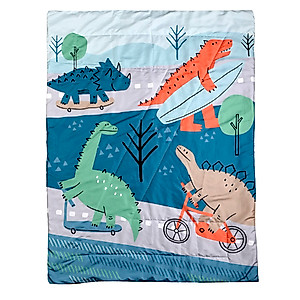 EXPRESSIONS Toddler Bedding Set, Dinosaur (2 Piece Set, Fits Standard Infant Mattress) Includes Microfiber Reversible Comforter and Pillowcase for Kids