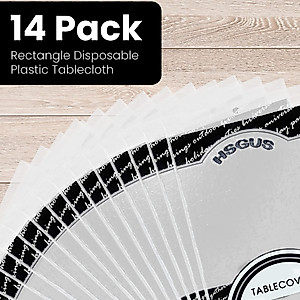 14 Pack Premium Clear Plastic Tablecloth - 54 x 108 in. Disposable Rectangle Plastic Table Cloth - Decorative Rectangle Table Cover Smooth Tablecloth - Disposable Table Cloths For Parties, Weddings