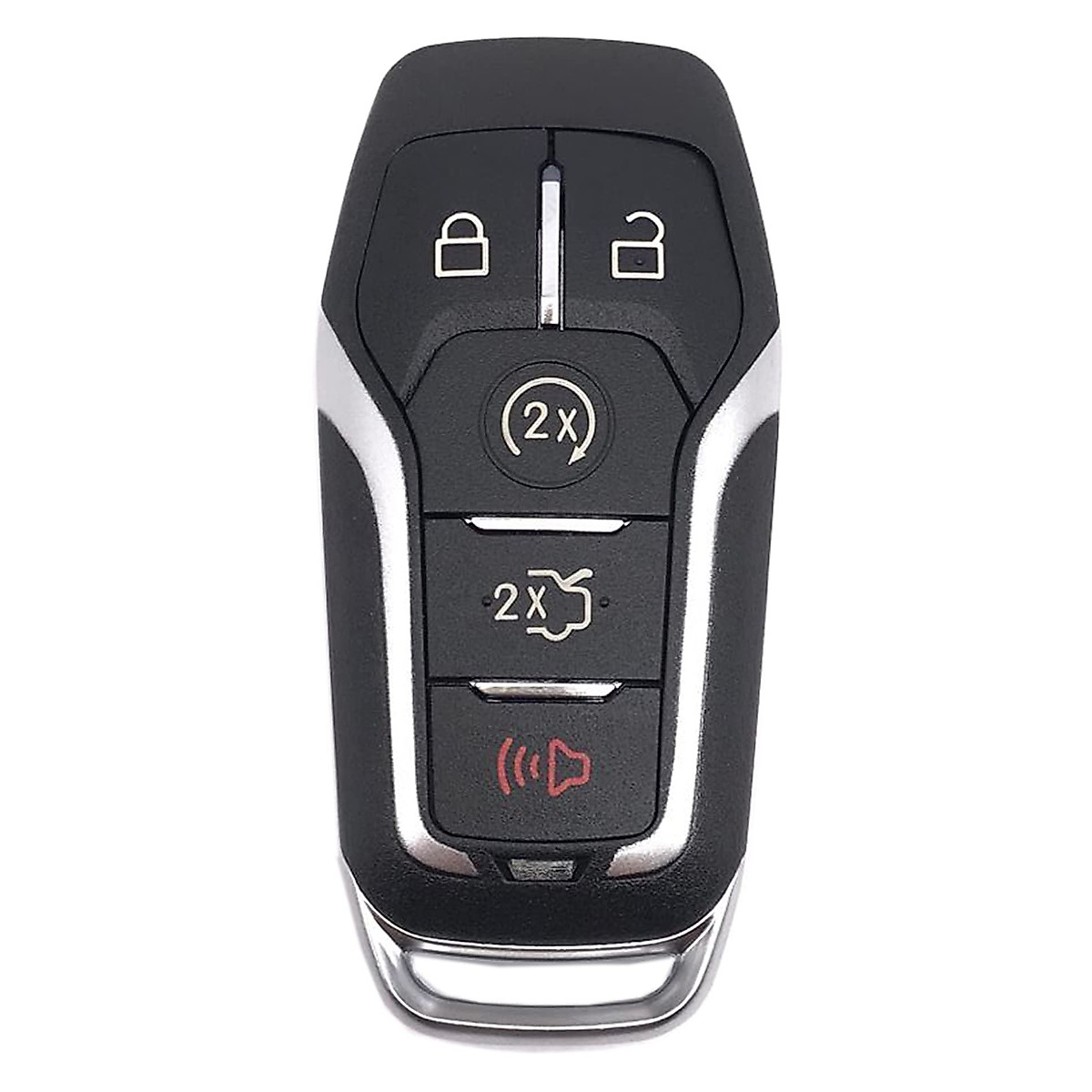 Key Fob Case Shell Fit For Ford Explorer Edge Mustange Fusion 5 Buttons Replacement Keyless Entry Remote Smart Key Fob Cover Casing with Button Pad & Uncut Key Blade Blank