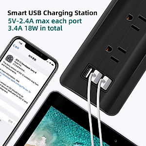 Power Strip 2 Prong , 2 Prong to 3 Prong 5-Outlet Adapter with 3 USB Ports 6.6 Ft Extension Cord, Outlet USB Charger Multi Port, 5V 3.4A USB, Ideal for Non-Grounded Outlets