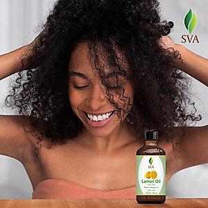 SVA Lemon Essential Oil – 4 Fl Oz – 100% Natural Lemon Oil - for Diffuser, Hair Care, Face, Skin Care, Aromatherapy, Scalp and Body Massage, Soap and Candle Making – with Dropper