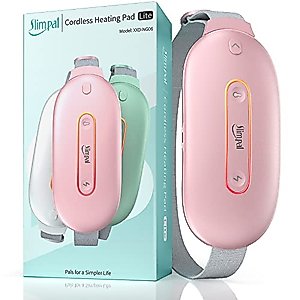 Slimpal Heating Pad for Cramps, Portable USB Cordless Heating Pad with Massager for Back Pain Relief, FSA HSA Eligible Heat Belt Gifts for Women Pink