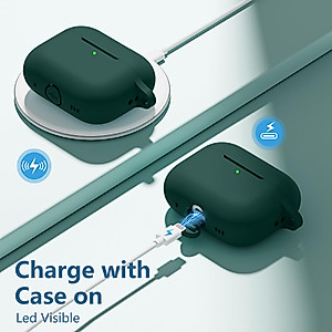 Lerobo for Airpods Pro 2nd Generation Case with Keychain & Lanyard Accessories for Airpod Pro Case Cover, Full Protective Silicone Skin for Apple Airpods Pro 2 Case, [Front LED Visible] Dark Green