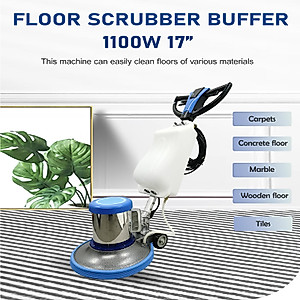 WYDDDARY 1100W Floor Polisher Commercial Floor Cleaner Carpet Buffer Scrubber with 3gal Water Tank and 17" Base 175Rpm 110V