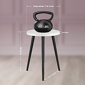 Indoor Plant Stand with Metal Legs, 16" Tall Plant Holder for Flower Pots, Mid Century Wooden Plant Stand Plant Table for Flower Pots, Modern Home Decor Small Round Side End Table (White Set 2)