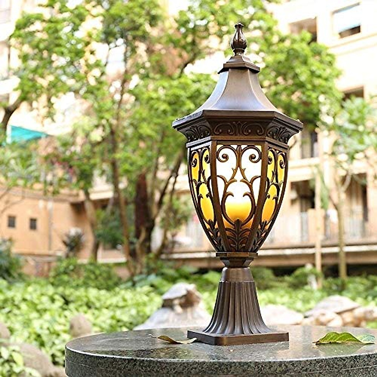 ZMY Rustic Home Garden Pillar Lamp Garage Pavilion Post Light Lawn Waterproof Column Lighting Aisle Door Outdoor Exterior Pathway Illumination
