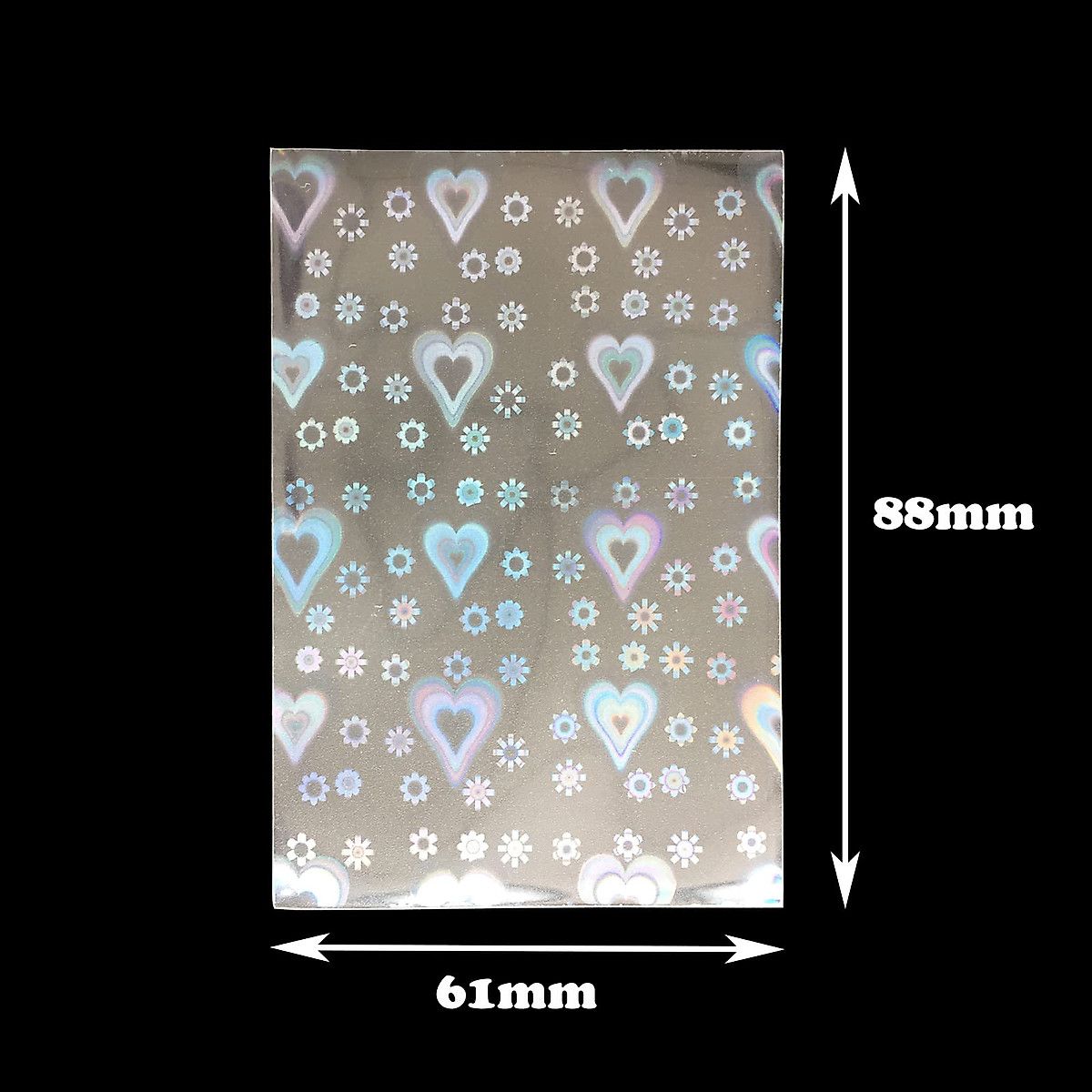 AEGIS 100pcs Photocard Sleeves Love Heart, Card Sleeves for MTG Transparent Waterproof and Dustproof, Trading Cards Sleeves Kpop Photocard Sleeves, Holographic Foil Cover, 61x88mm