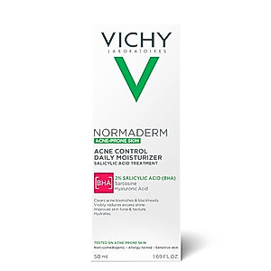 Vichy Normaderm Acne Control Daily Moisturizer, Acne Moisturizer For Face, 2% Salicylic Acid + Hyaluronic Acid + Vitamin C, Acne Treatment For Blackheads, Acne Blemishes & Enlarged Pores, Oil Free
