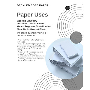 Blank Deckle Edge Sheets, 135#/290gsm, Soft White, 100% Cotton Rag, Cold Pressed, Acid Free & Archival Hand Torn Watercolor Paper (8x10 inch Sheets Only, Set of 24)