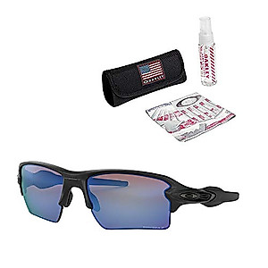 Oakley Flak 2.0 XL Sunglasses (Matte Black Frame/Prizm Deep H2 O Polarized Lens) with USA Flag Lens Cleaning Kit