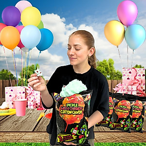 Lupy Lups! Cotton Candy Pickle with Chili Chamoy- Family Size 5 oz - Drinks Topper - Margaritas Cocktails- Party Piñata