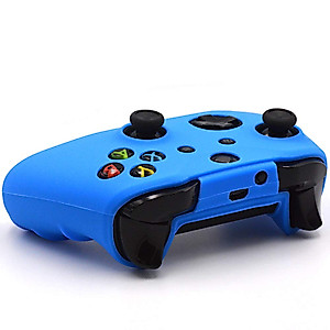 FOTTCZ Anti-Slip Soft Silicone Cover Skin Set for Microsoft Xbox One Controller which 1pcs Blue Controller Skin + 8pcs Thumb Grip Caps