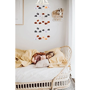 Baby Mobile for Crib, Felt Rose Flower Crystals Pearls Mobile Nursery Mobile for Boys Girls Boho Nursery Decor Soothe Toy Baby Shower Set for Infant Bedroom Hanging Decoration Toy