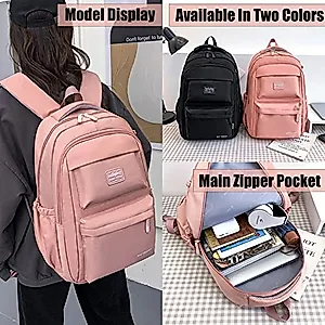 Casual Daypacks,Large Lightweight Casual Backpack for Men Women Water Resistant Travel Laptop Backpack Bookbag for Young Adults fits Sports Study Tourism Hiking(Pink)