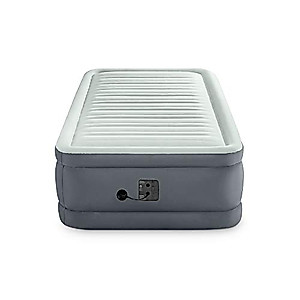 Intex PremAire I Fiber-Tech Elevated Dura Beam Technology Home Air Mattress Bed with Electric Built-in Pump, Twin