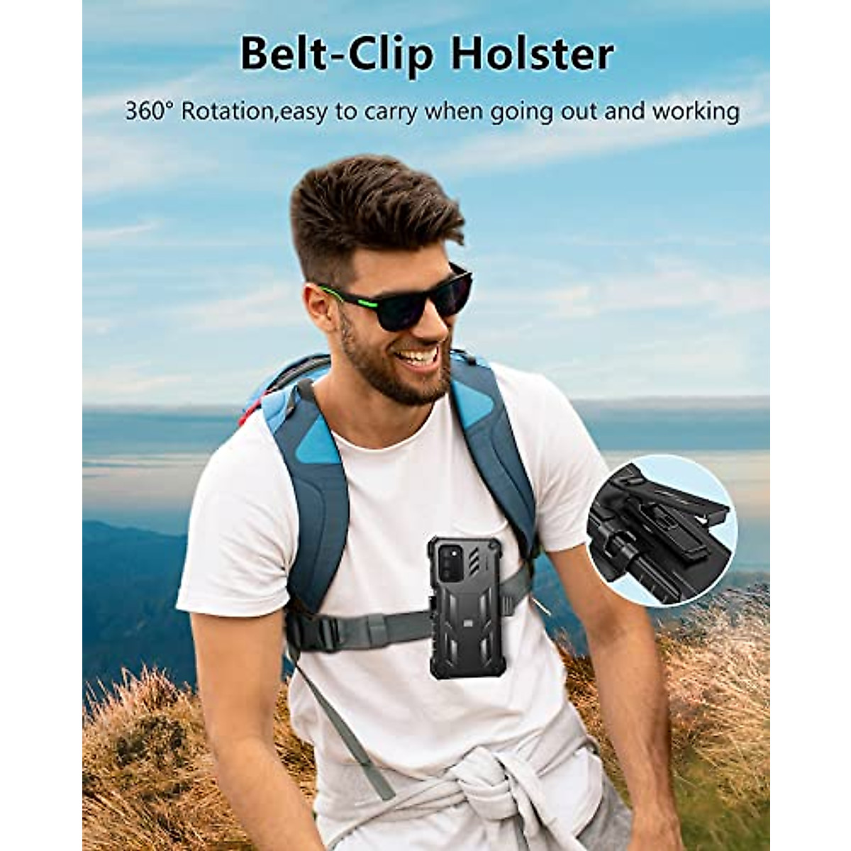 SOiOS for Samsung Galaxy A03s Case: Military Grade Drop Proof Protection Cell Phone Holster Cover | Heavy Duty Protective Rugged Cases with Kickstand | Durable Matte Textured Shockproof TPU Protector