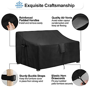 OutdoorLines Outdoor Waterproof Patio Loveseat Couch Cover - UV Resistant Patio Sofa Furniture Covers Weatherproof Heavy Duty Glider Covers for Outdoor Furniture, 58Wx32.5Dx31H Inches, Black
