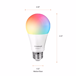 SYLVANIA Wifi LED Smart Light Bulb, 60W Equivalent Full Color and Tunable White A19, Dimmable, Compatible with Alexa and Google Home Only - 4 Pack (75674)