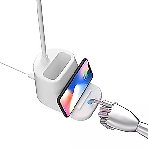 Wireless Phone Charger Table lamp with Pen Holder Minimalist led Desk lamp (White)