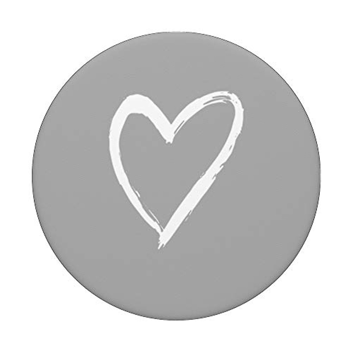 Cute Hand Drawn Minimalist White Heart on Grey PopSockets Swappable PopGrip