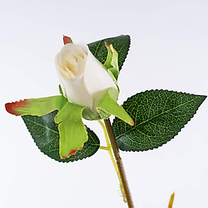ELITE FLORAL 36" Artificial Rose Branch (4 Roses, 1 Bud) - White, Real Touch Rose Branch, Realistic Faux Rose Flowers, for Home Garden, Office, Flowers Arrangement, Wedding Centerpiece, DIY