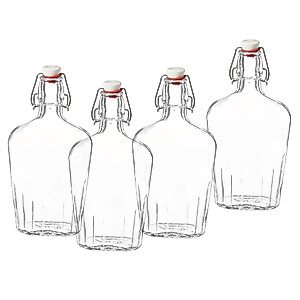 Bormioli Rocco Fiaschetta Glass 8.5 Ounce Pocket Flask, Set of 4