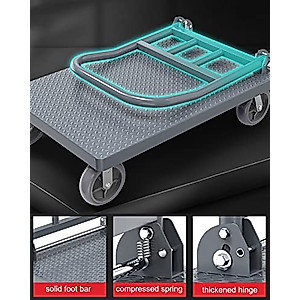 Generic Hand cart with Folding Steel Platform,Push cart Foldable Heavy Duty, Non-Slip Surface, Maximum Load 600 kg with 4 Wheels (Size : 105 * 63 * 97CM)