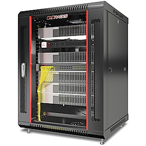 Server Rack - Wall Mount Network Enclosure - Locking Wall IT Cabinet - 19 Inch Rack Av Audio Video Rack Lockable Cabinet Network Rack - Powerbar - Shelf - Fan - Feet (15U (24" w x24 d x30 h))