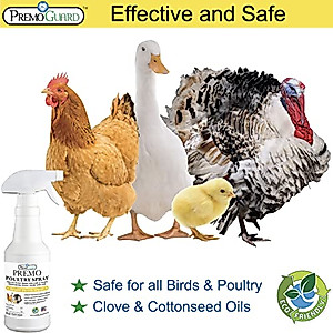 Poultry Spray by Premo Guard – Treat Mites, Fleas, Flies, and Lice – Fast Acting & Effective – Chicken, Turkey, Waterfowl, and Birds – Best Natural Protection for Control & Prevention – 32 oz
