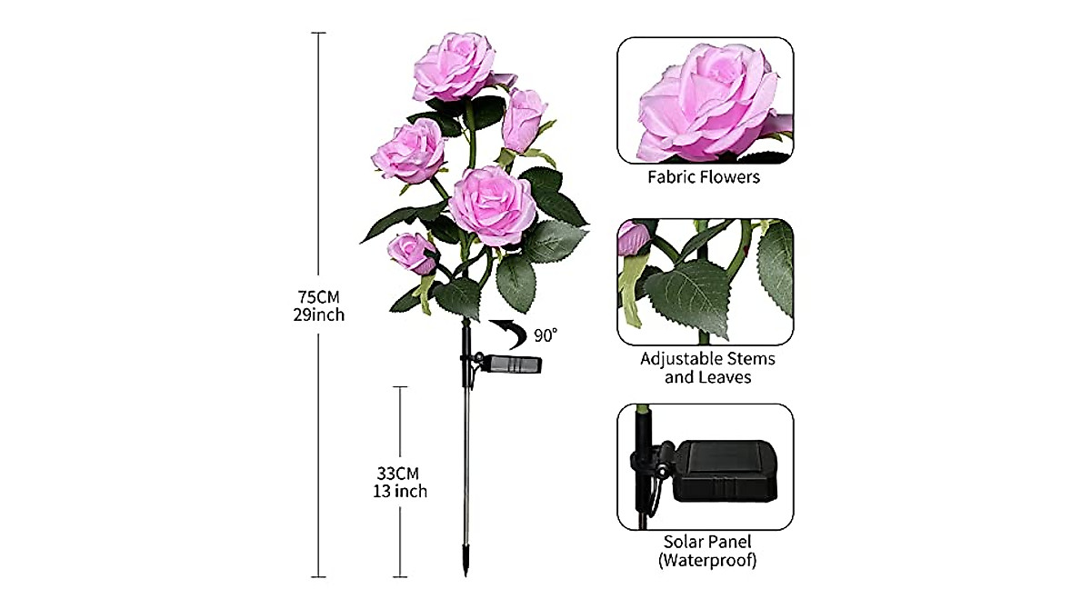 AMZQUE Solar Rose Lights Outdoor - Garden & Patio Decor