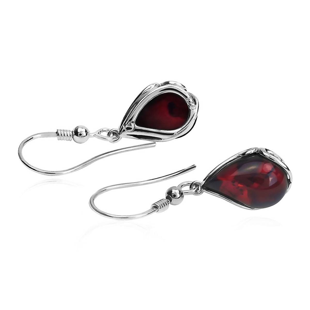 Ian and Valeri Co. Black Cherry Amber Sterling Silver Earrings