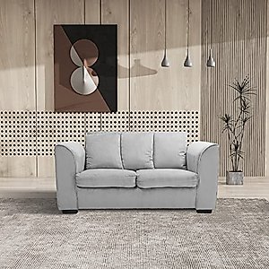 UBGO Modern 56.7“Mid-Century Loveseat,2 Sofa Couch Tufted for Living Room,Love Seat for Small Spaces Bedroom, Office, Apartment,Dorm,Gray Fabric, Grey