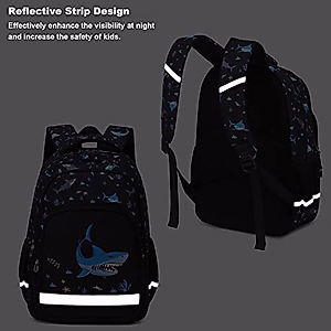 Kouxunt School Backpack for Girls Boys Teens, Kids Elementary Middle School Bag Bookbag (Shark)
