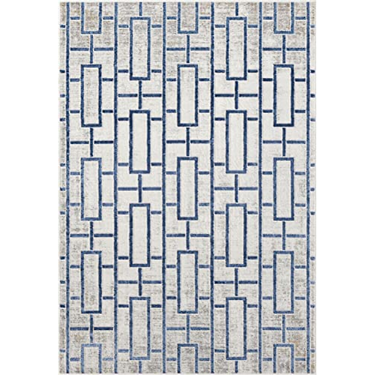 Abani Atlas 5'x8' Blue/Grey Area Rug, Rectangle Design - Durable Non-Shedding - Easy to Clean