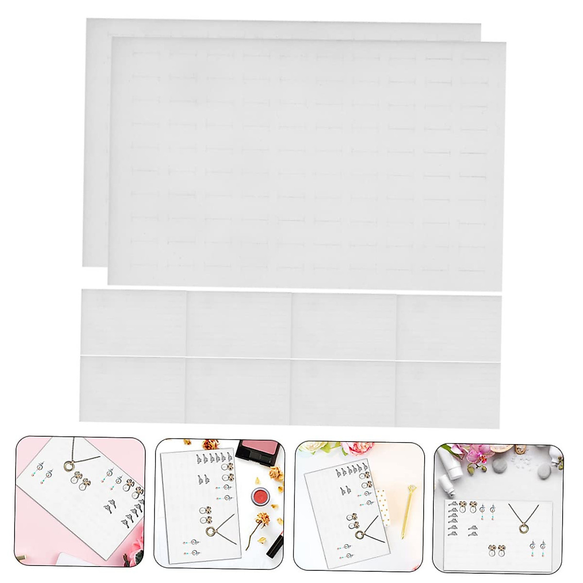 BUGUUYO 10pcs Jewelry Box Pad Sponge Pad for Ring Earring Display Tray Ring Holder Insert Ear Stud Pad Showcase Display Trays Ring Foam Insert Velvet Earrings Pad Leather White