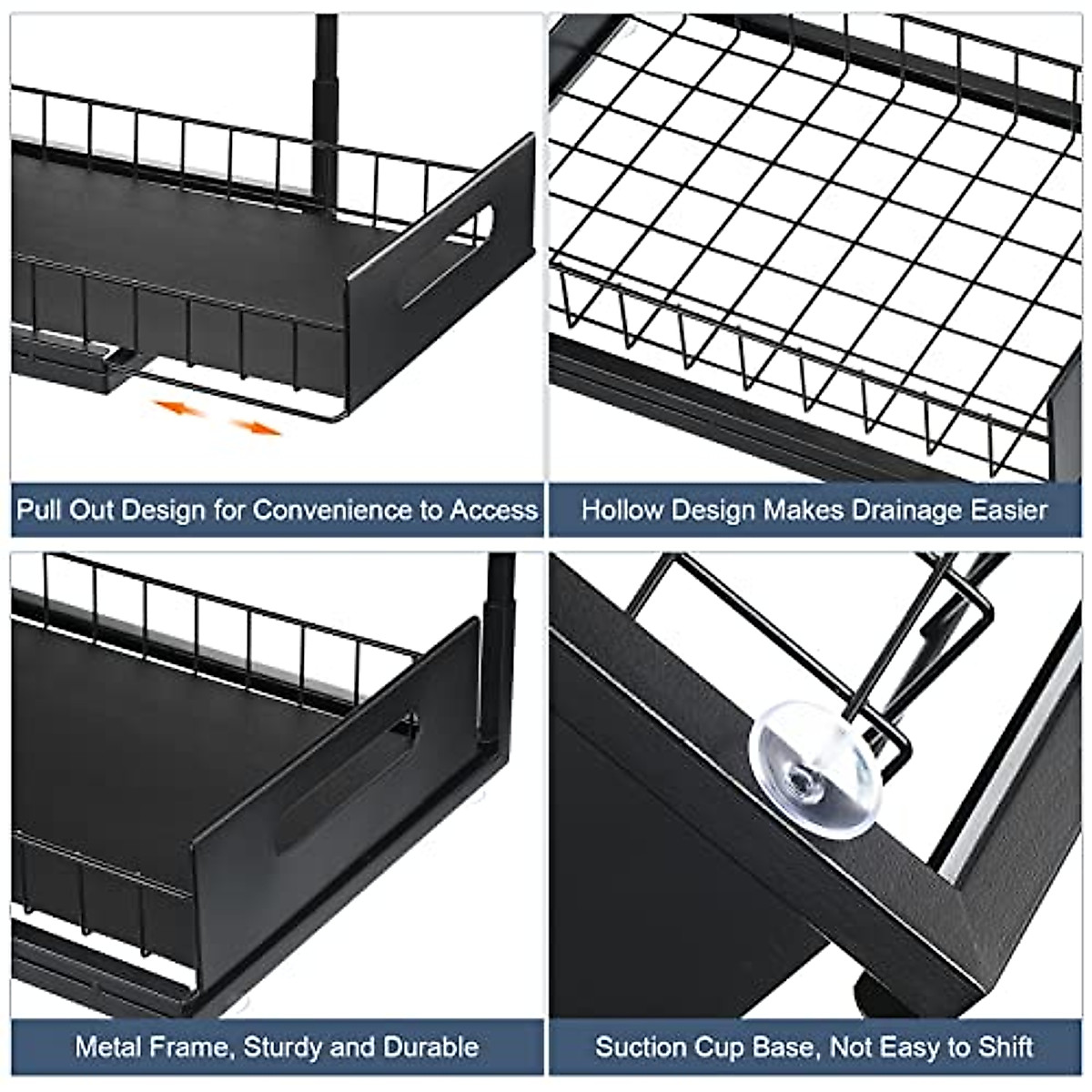 uxcell 2 Set Under Sink Organizers and Storage, 2 Tier Sliding Bathroom Cabinet Organizer Pull Out Kitchen Cabinet Organizer, Multi-Purpose Basket Organizer Drawer, White