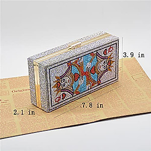 Powerpurlife (#3 Silver) Playing cards pattern crystal women handbags diamond bling ladies rhinestone clutch purses
