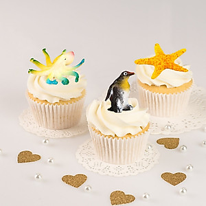 Ocean Sea Animals Figures, 60 Pack Mini Plastic Deep Underwater Life Creatures Set, STEM Educational Shower Bath Toys Gift for Baby Toddler Cupcake Toppers Party Supplies with Turtle Octopus Shark