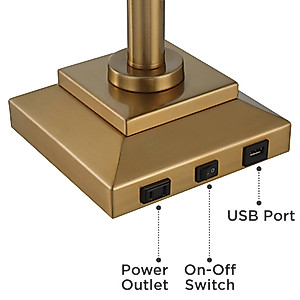 Possini Euro Design Camber Workstation Warm Gold Swing Arm Desk Lamp with Outlet and USB Port
