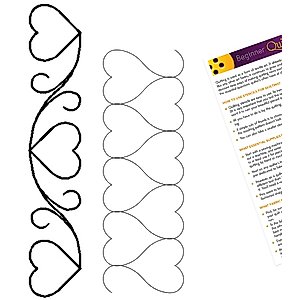 Quilting Stencils for Machine and Hand Quilting - 2 Quilting Stencils for Border Patterns - Heart Border Plastic Quilt Stencil Set with Guide